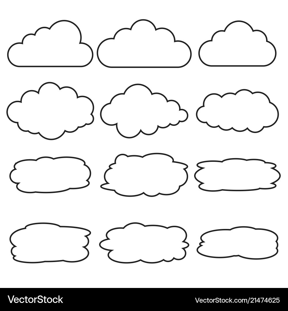 Set of different cloud line icons Royalty Free Vector Image