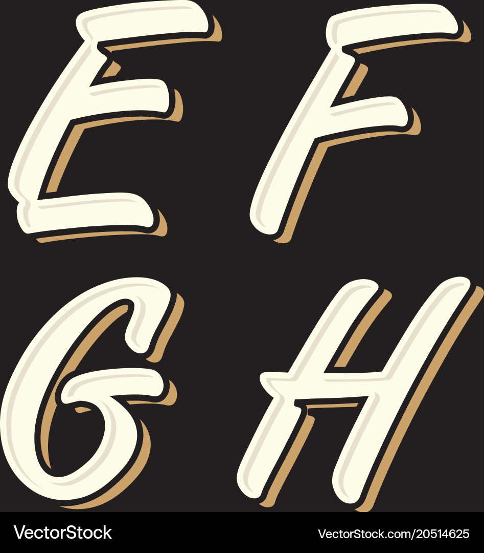 Vintage letter efgh Royalty Free Vector Image - VectorStock