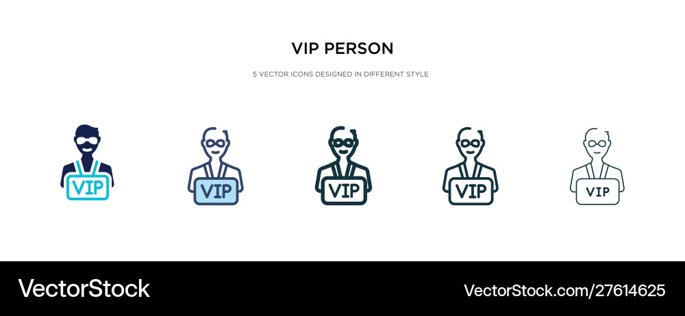 Vip person icon in different style two colored Vector Image