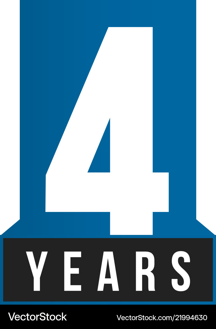 4 years anniversary icon birthday logo Royalty Free Vector