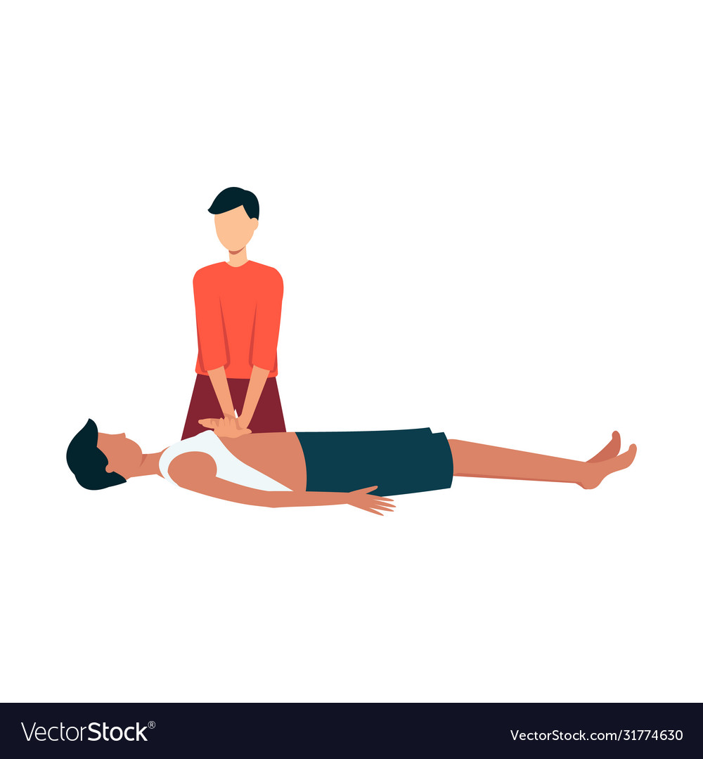 A man performs cardiopulmonary resuscitation Vector Image