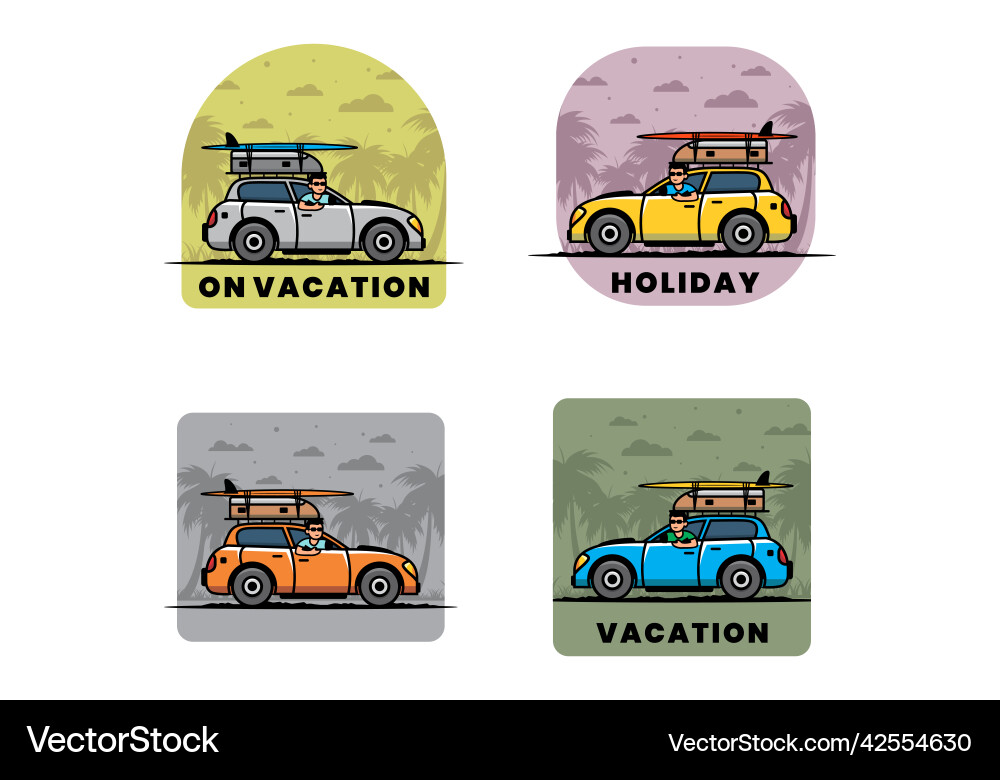 A man riding car for vacation Royalty Free Vector Image