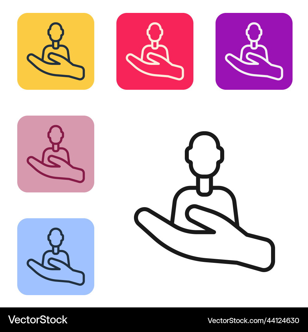 Black line caring for people icon isolated Vector Image