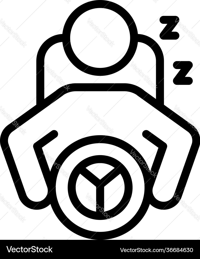 Careless driver sleep icon outline style Vector Image