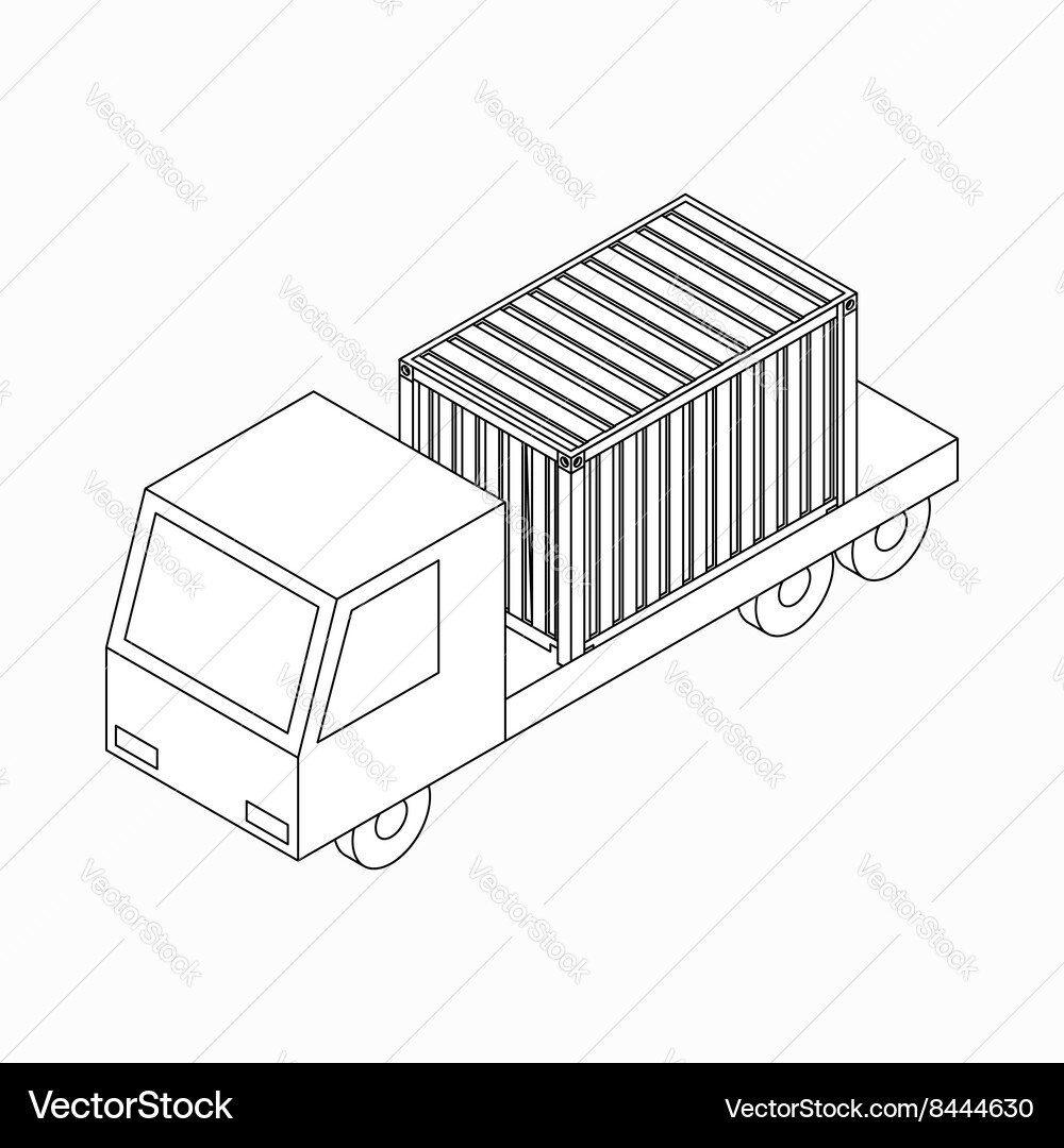 Cargo container on truck icon isometric 3d style Vector Image