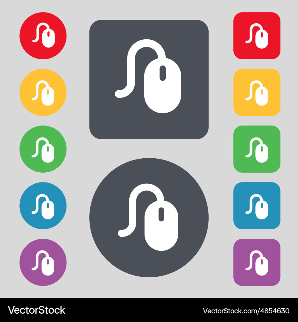 Computer mouse icon sign a set of 12 colored Vector Image