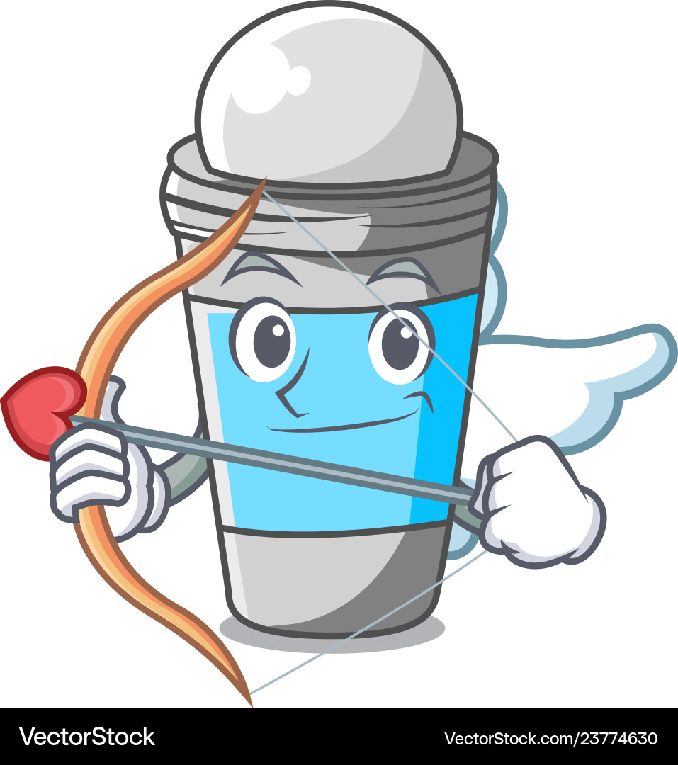 Cupid roll on deodorant above the mascot Vector Image