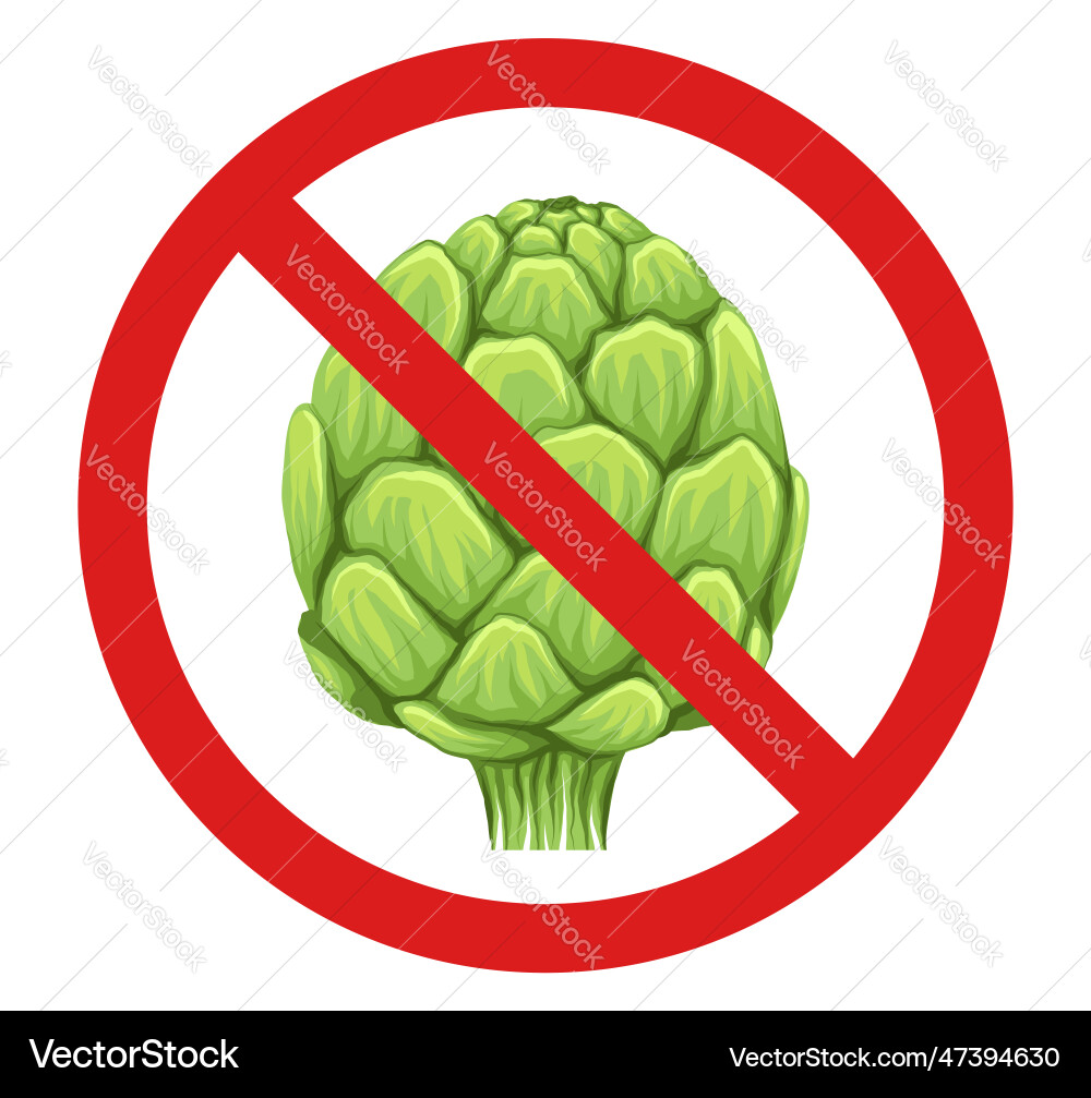 Forbidden sign with hand drawn artichokes Vector Image