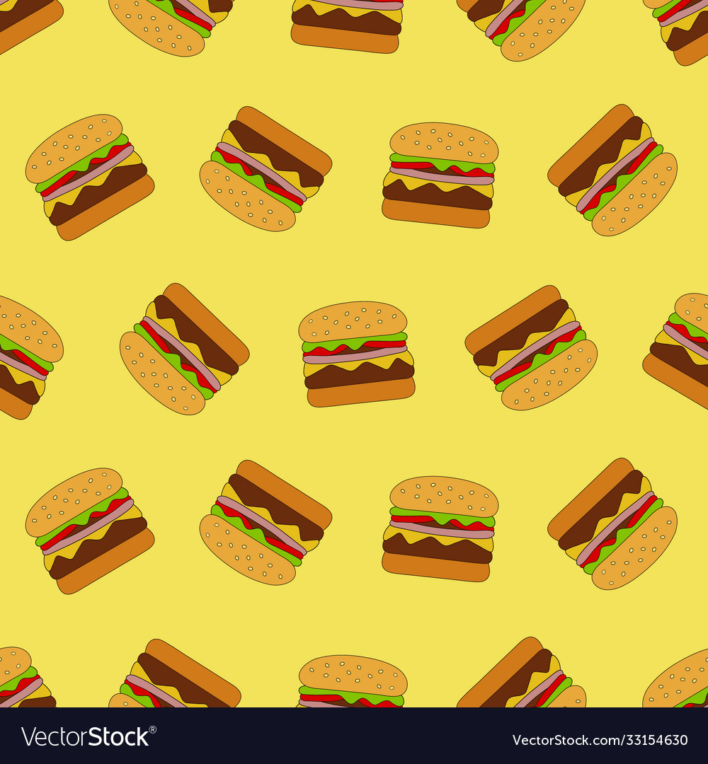 Hamburger fast food seamless pattern Royalty Free Vector