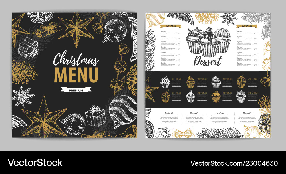 Hand drawing christmas holiday menu design Vector Image