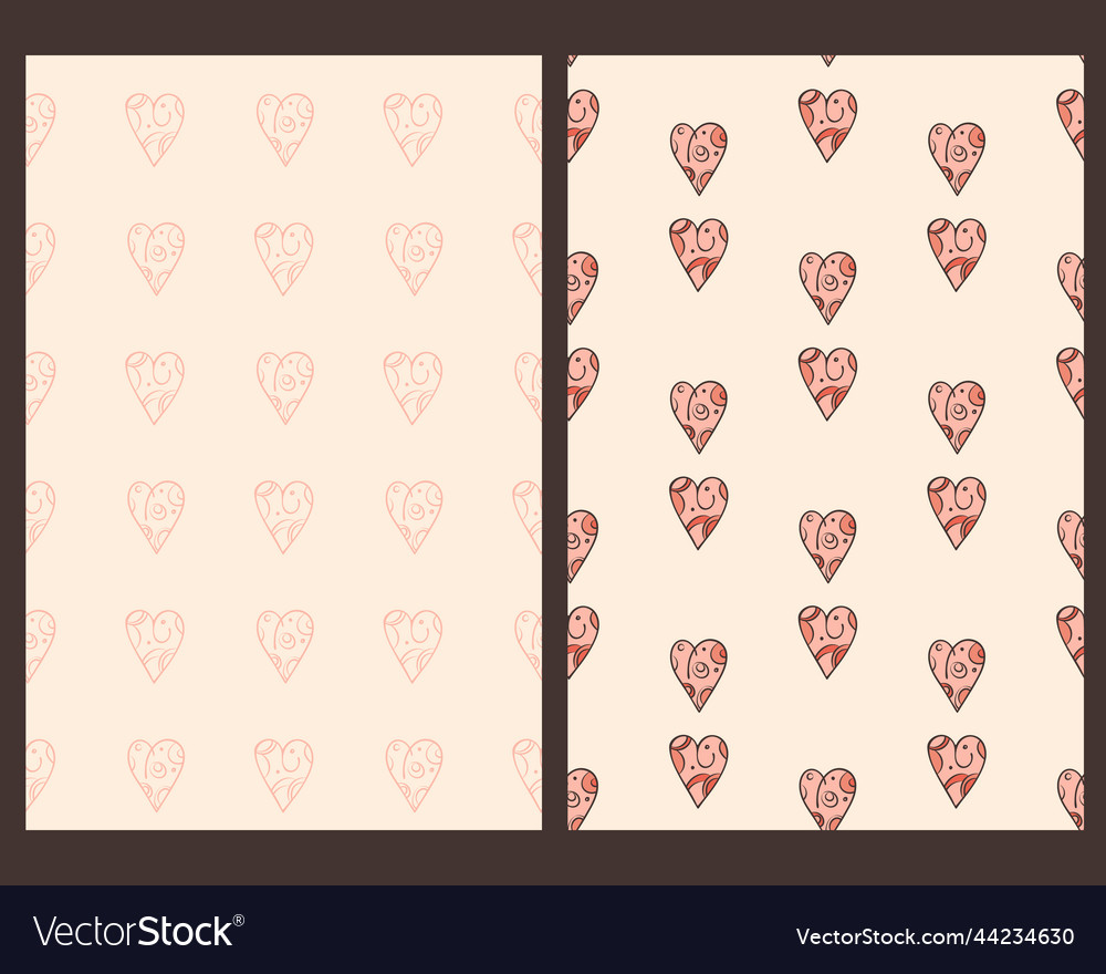 Hearts seamless patterns collection of 2 Vector Image