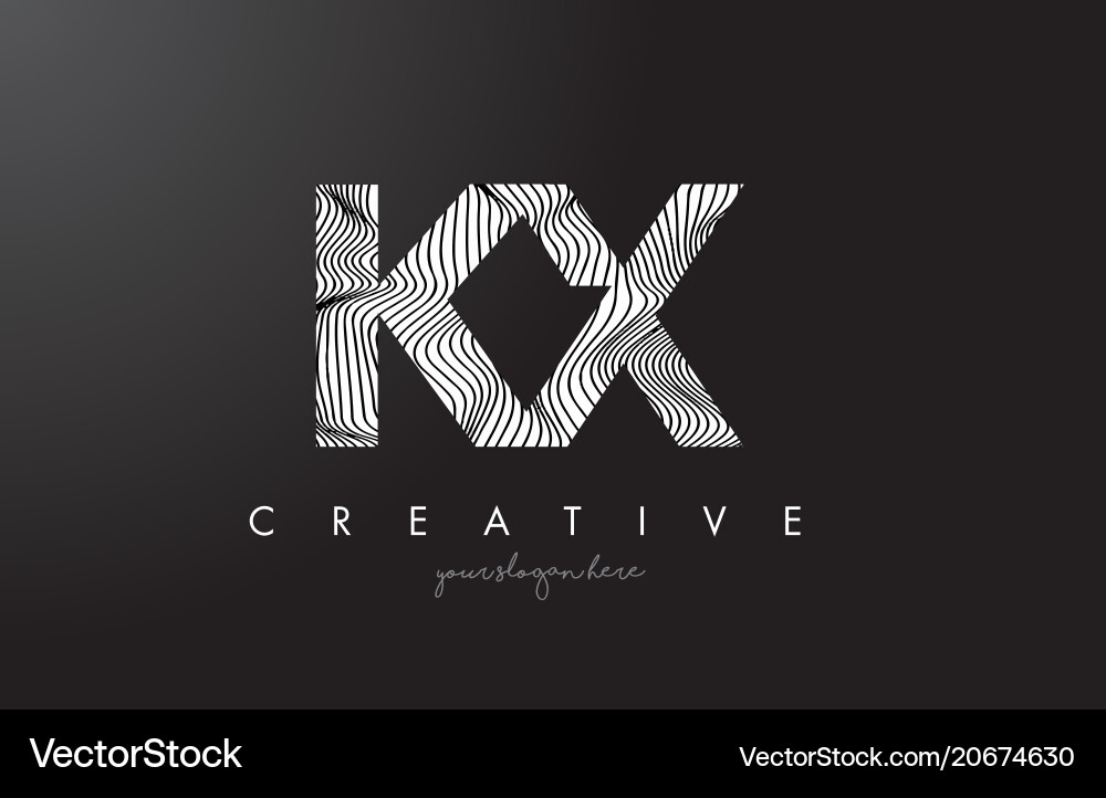 Kx k x letter logo with zebra lines texture Vector Image