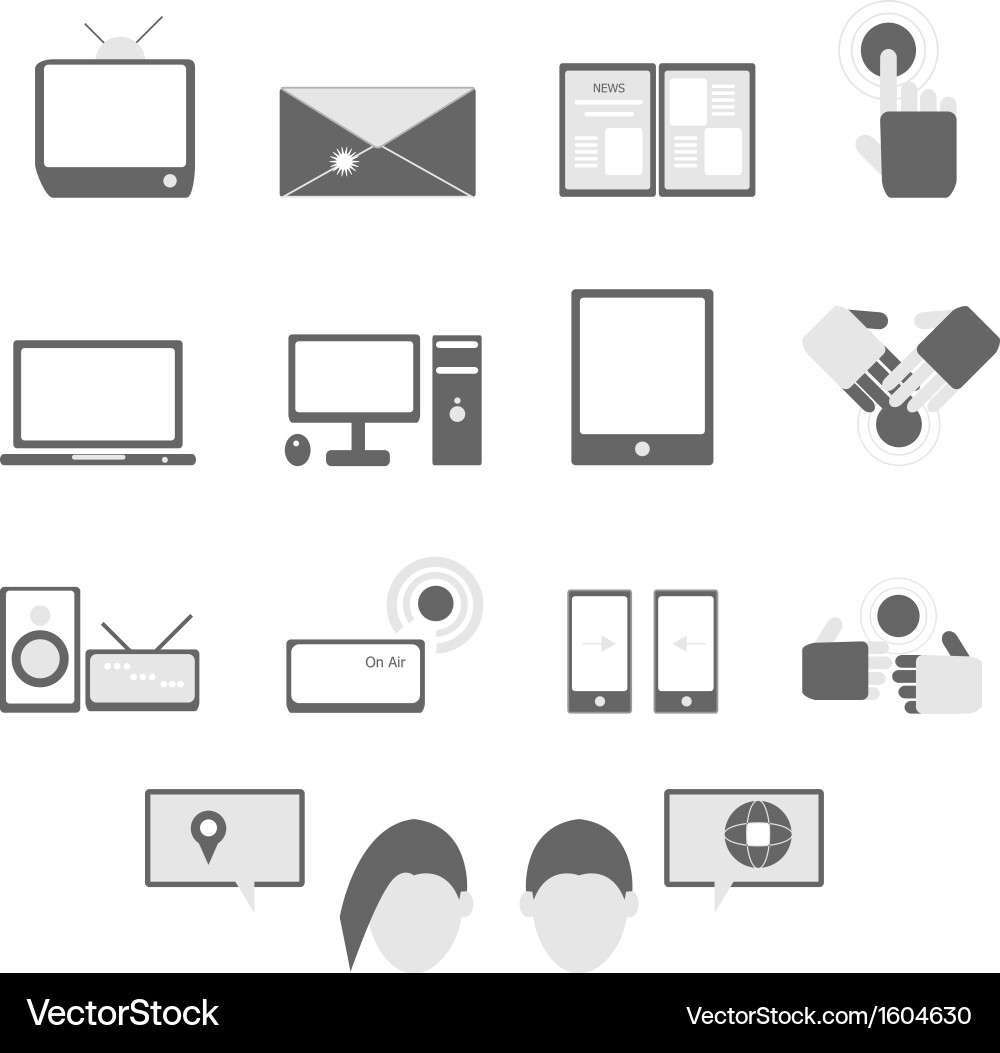 Media and communication icons on white background Vector Image