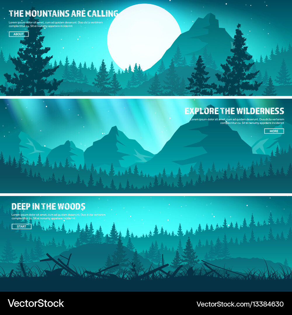 Mountains and forest wild nature landscape Vector Image