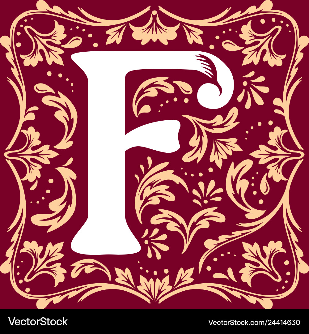 Old vintage letter f Royalty Free Vector Image