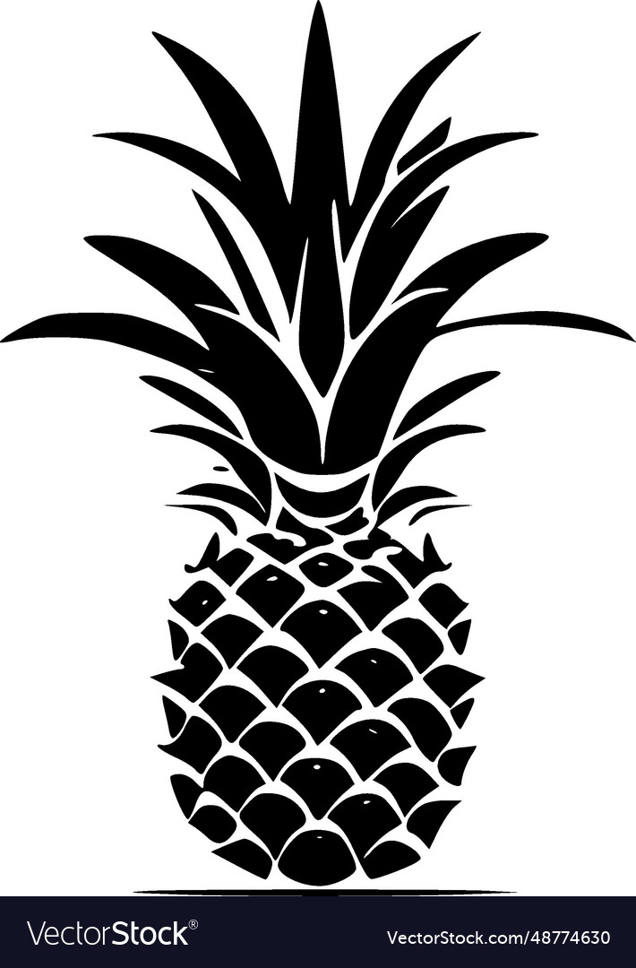 Pineapple - black and white isolated icon Vector Image