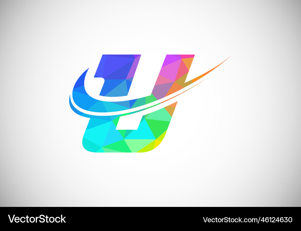 Polygonal low poly letter u with a swoosh logo Vector Image