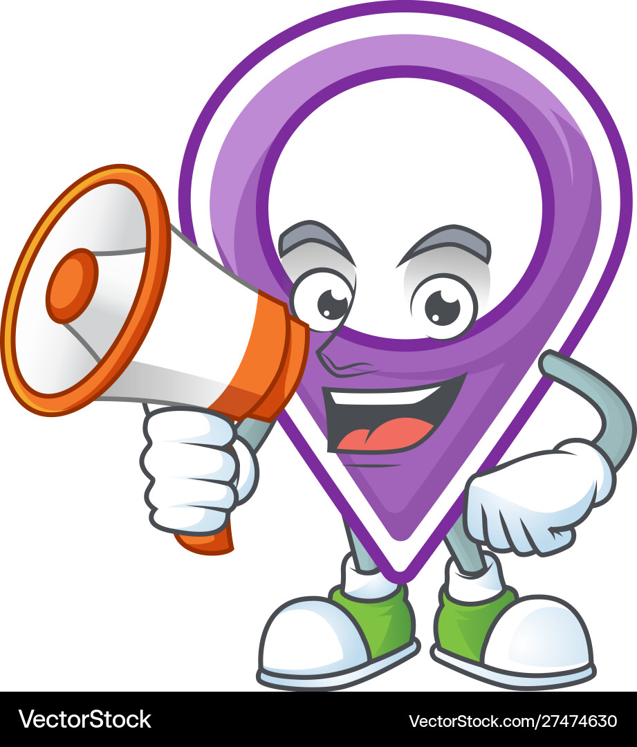 With megaphone pin location in a maps Royalty Free Vector