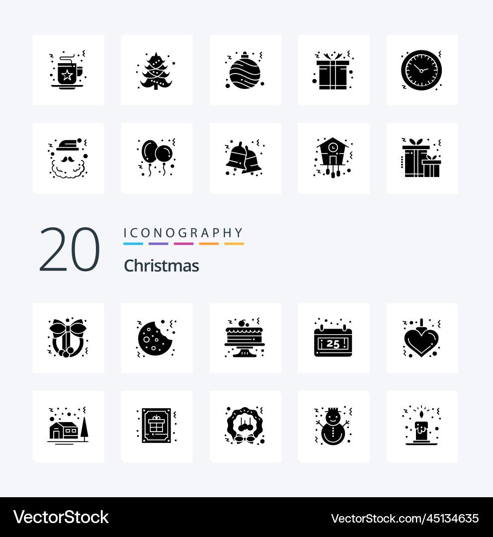 20 christmas solid glyph icon pack like christmas Vector Image