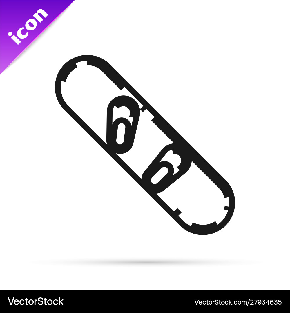 Black line snowboard icon isolated on white Vector Image