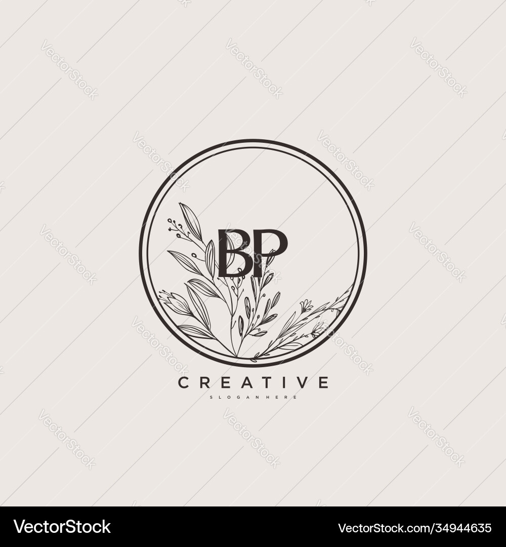 Bp beauty initial logo art handwriting logo Vector Image