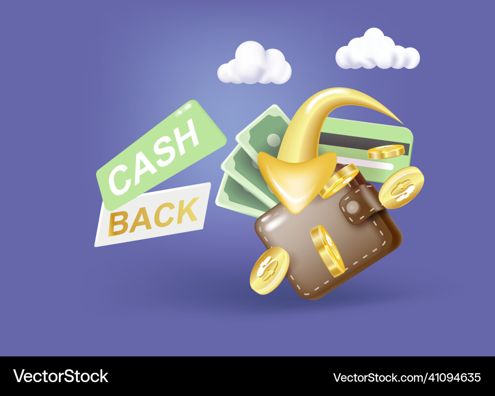 Cash back icon with coins and wallet Royalty Free Vector