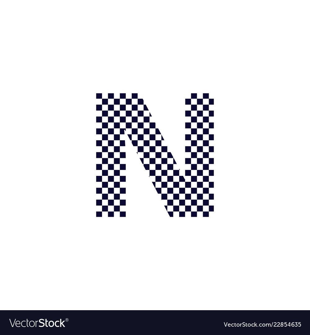 Checker pattern logo letter n Royalty Free Vector Image