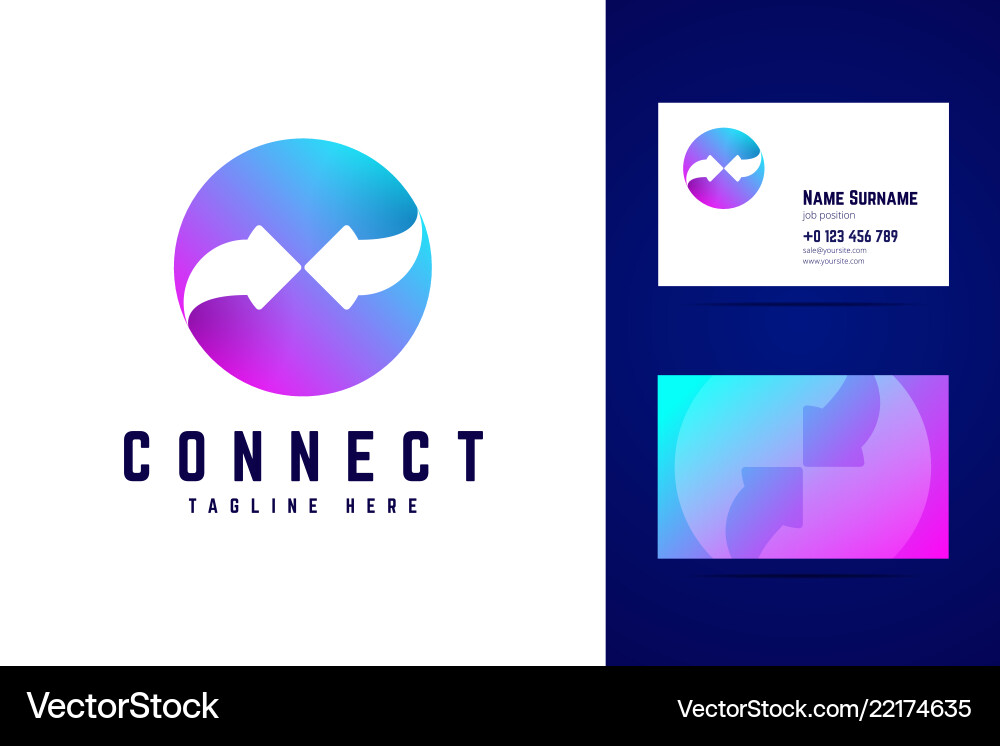 Connect logo and business card template two Vector Image