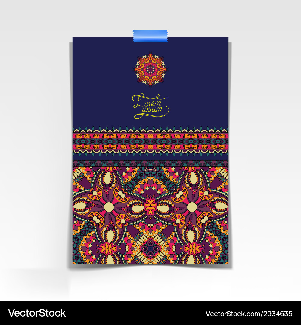 Decorative sheet paper with oriental floral Vector Image