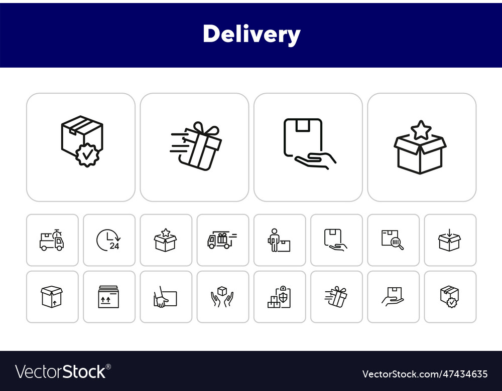 Delivery line icon set Royalty Free Vector Image