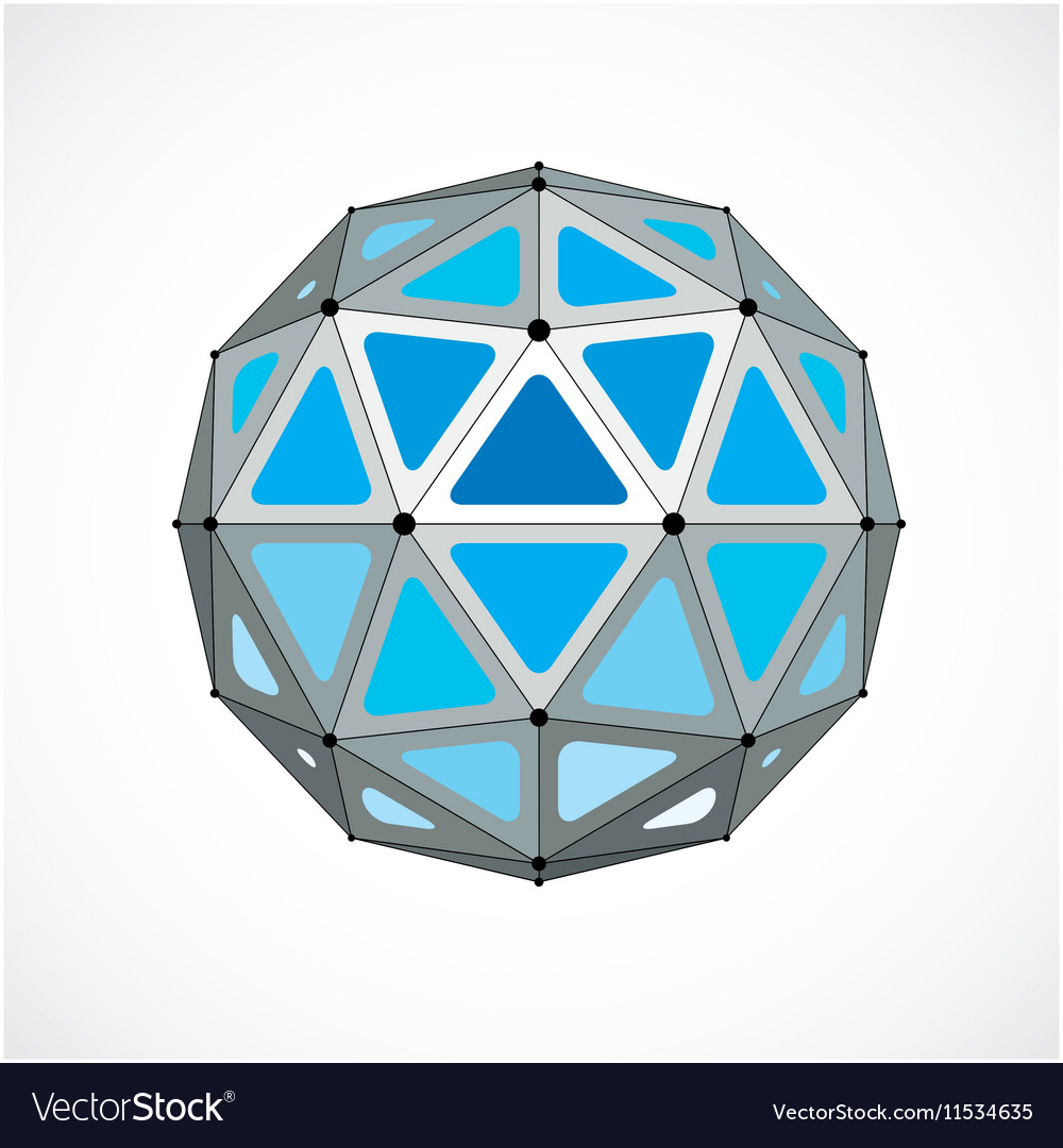 Dimensional wireframe low poly object blue Vector Image