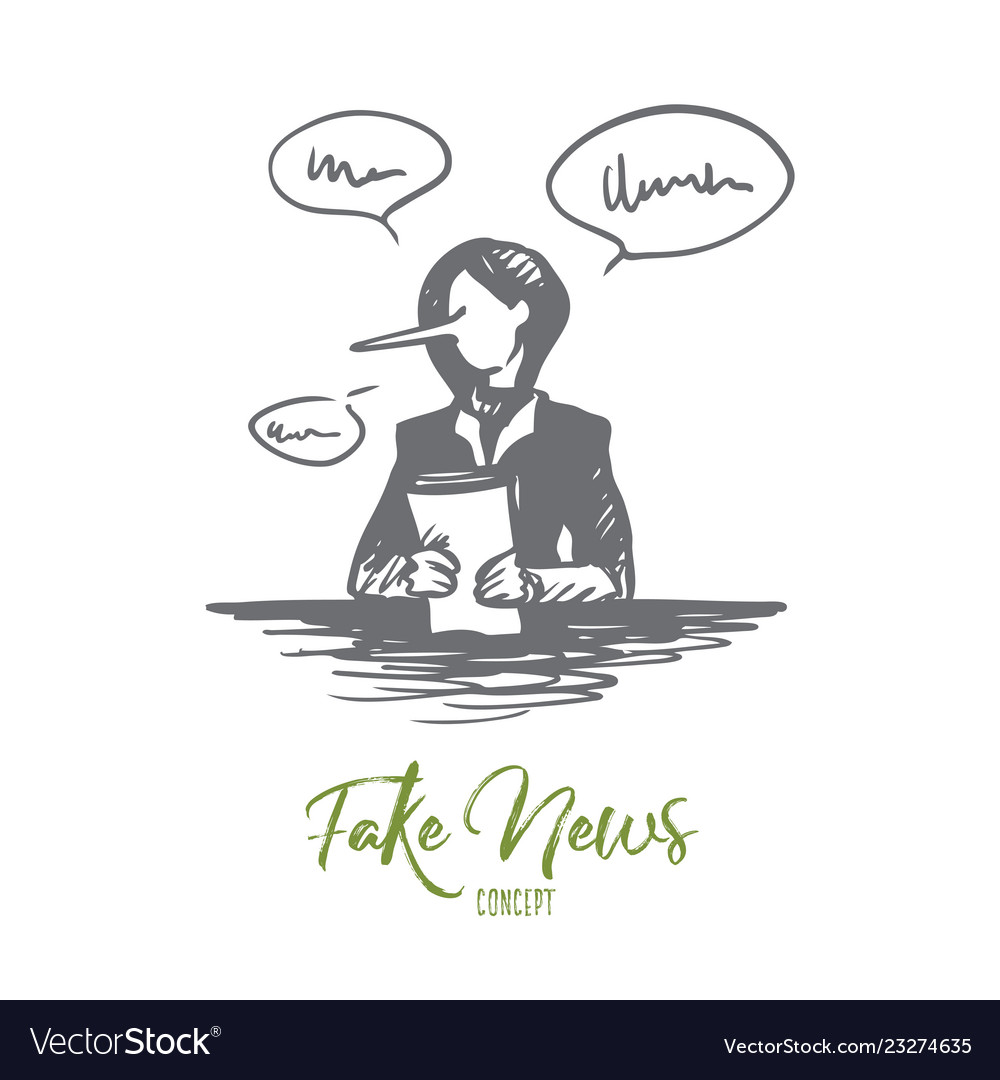 Fake news concept hand drawn isolated Royalty Free Vector