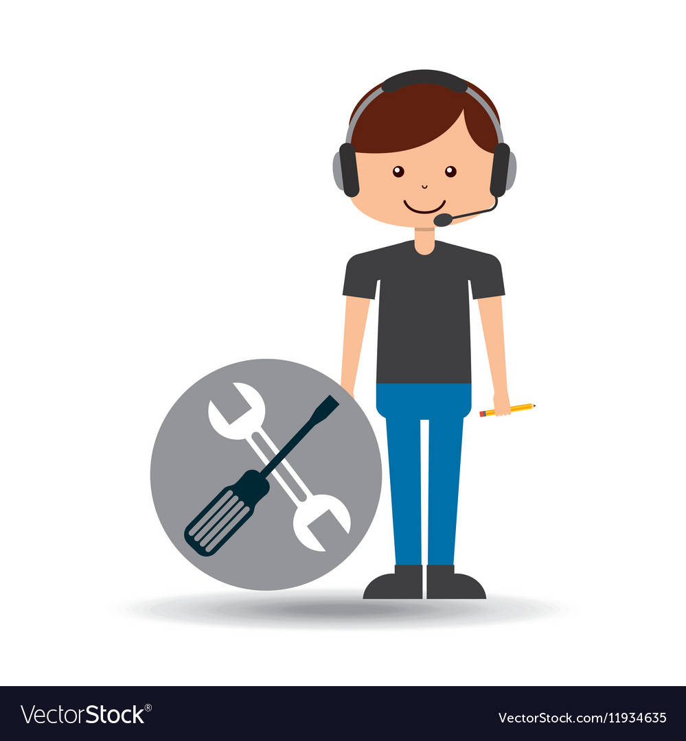 Guy operator help service technical support Vector Image