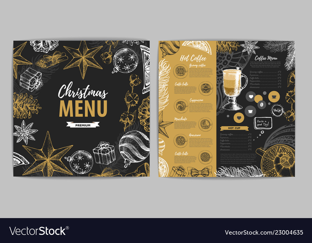 Hand drawing christmas holiday menu design Vector Image