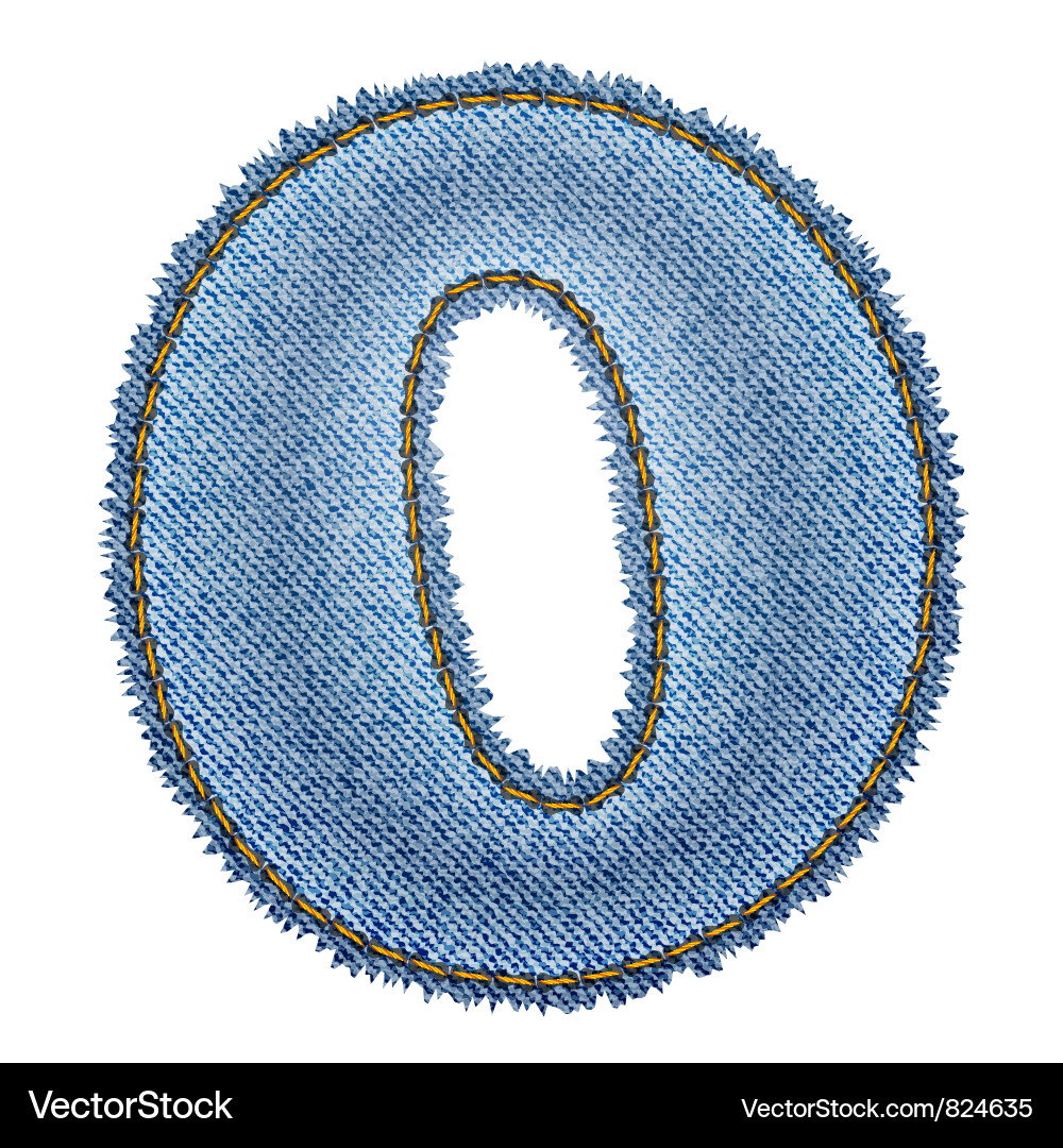 Jeans alphabet denim number 0 Royalty Free Vector Image
