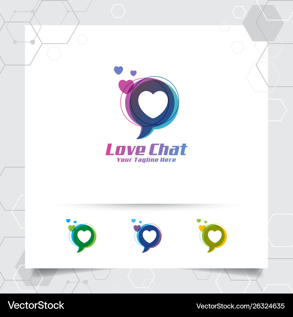 Love chat logo design concept and heart Royalty Free Vector