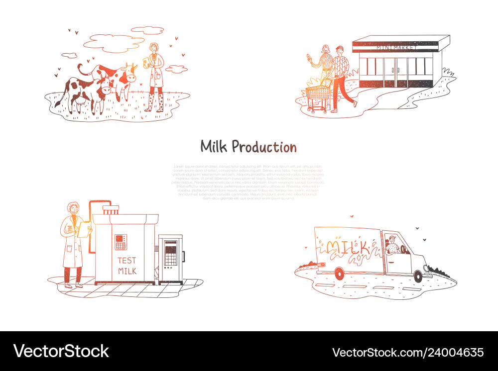 Milk production - counting cows on field Vector Image