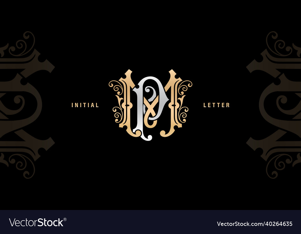 Mp monogram classic style Royalty Free Vector Image