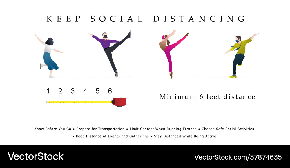 People dance with social distancing against Vector Image