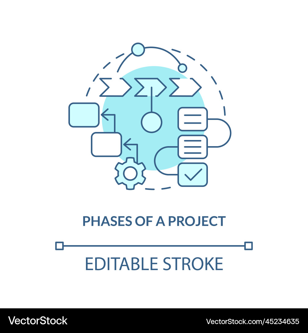 Phases of project turquoise concept icon Vector Image