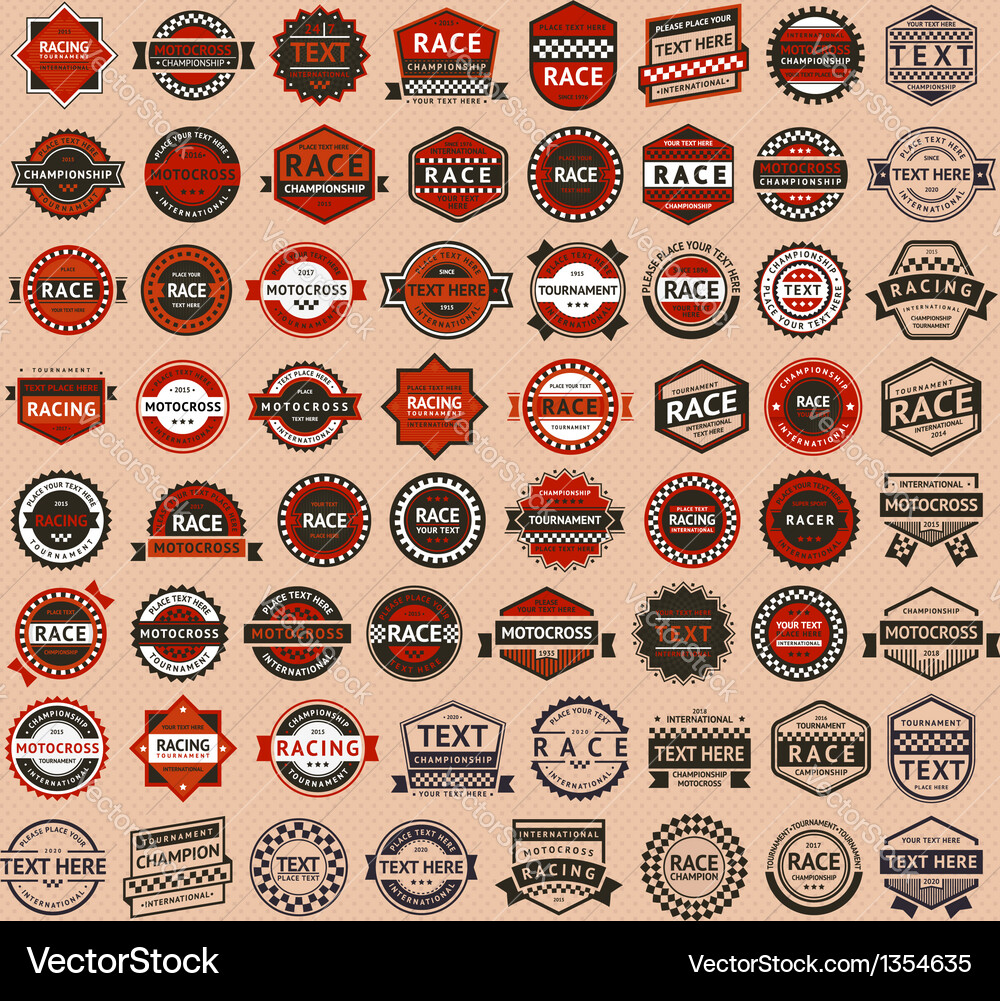 Racing badges - vintage style big set Royalty Free Vector