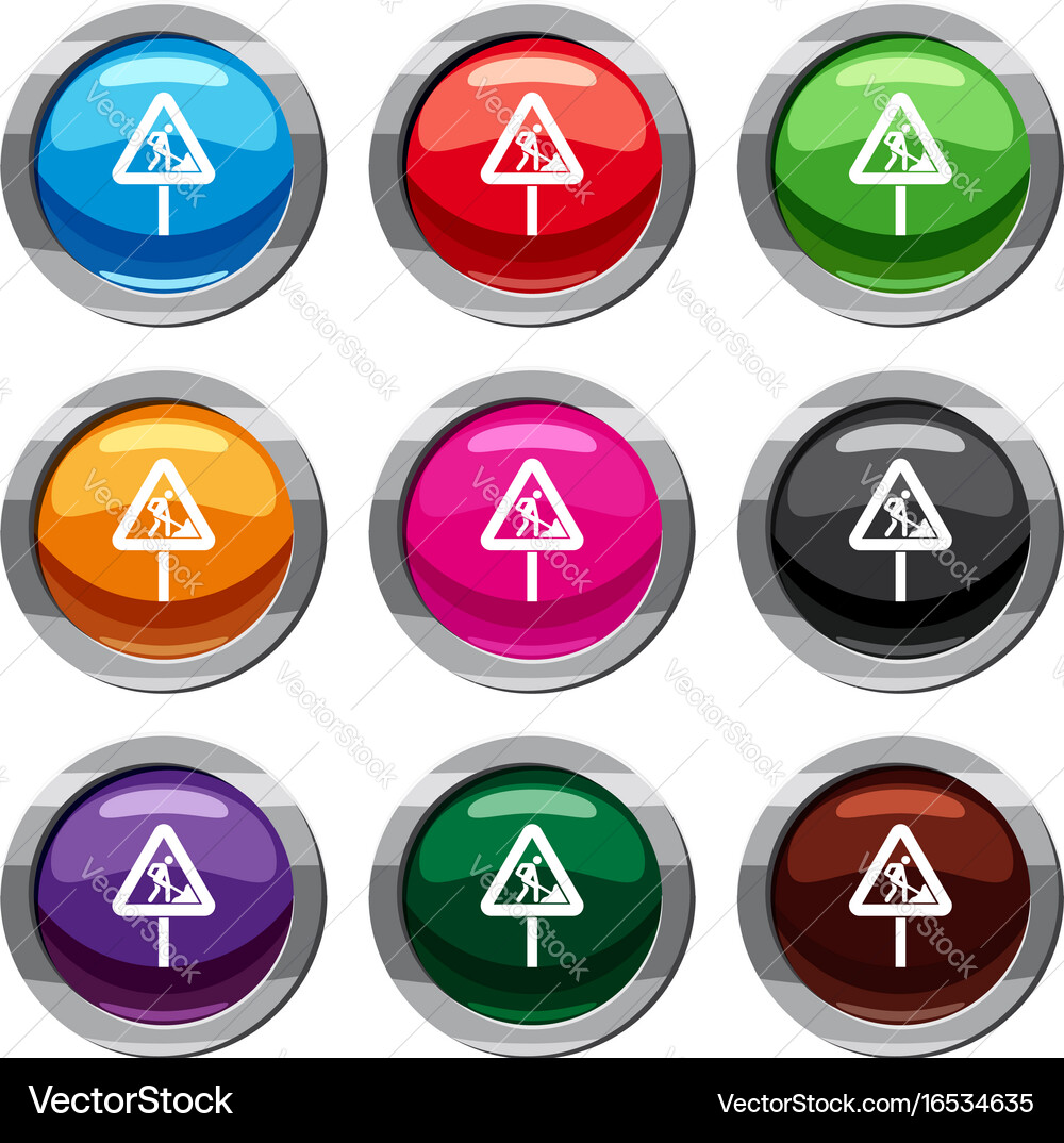 Road works sign set 9 collection Royalty Free Vector Image