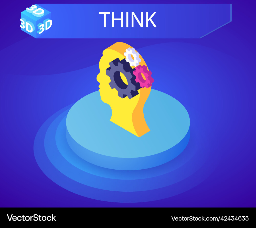 Think isometric design icon web 3d colorful Vector Image