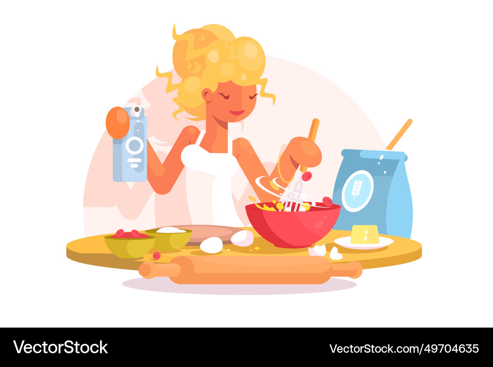 Woman prepares meal Royalty Free Vector Image - VectorStock