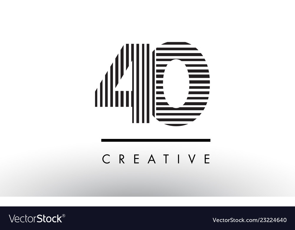 40 black and white lines number logo design Vector Image