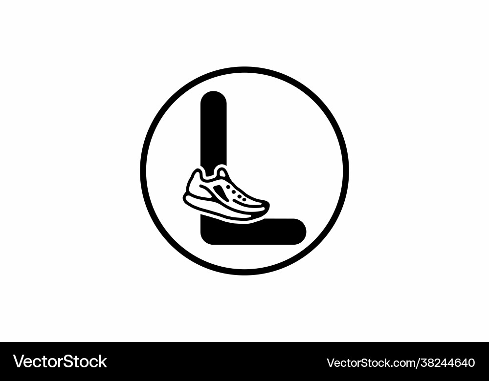 Black l initial letter with shoes in circle Vector Image