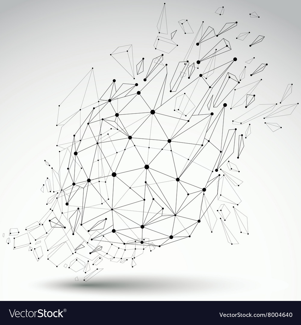 Dimensional wireframe object demolished shape with