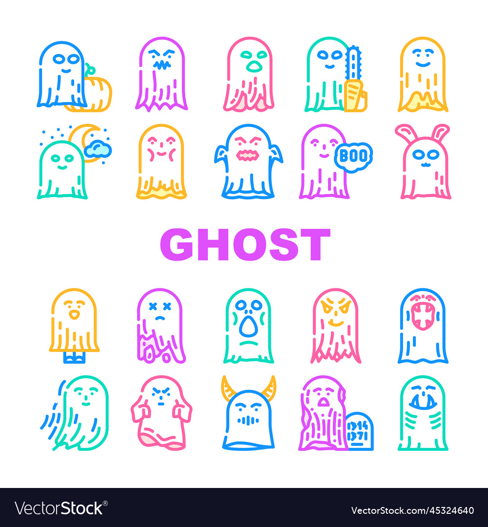 Ghost halloween scary spooky icons set Royalty Free Vector