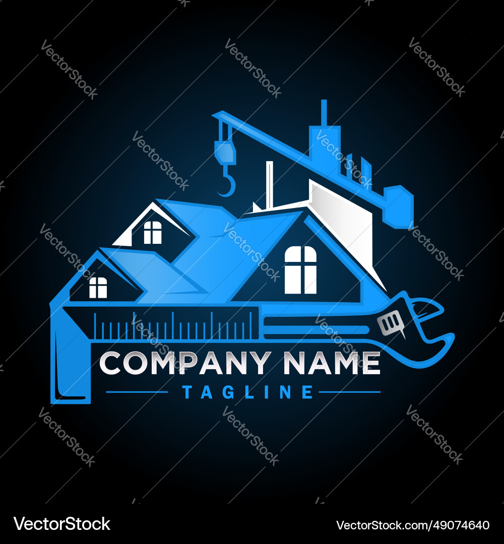 House real estate construction logo Royalty Free Vector