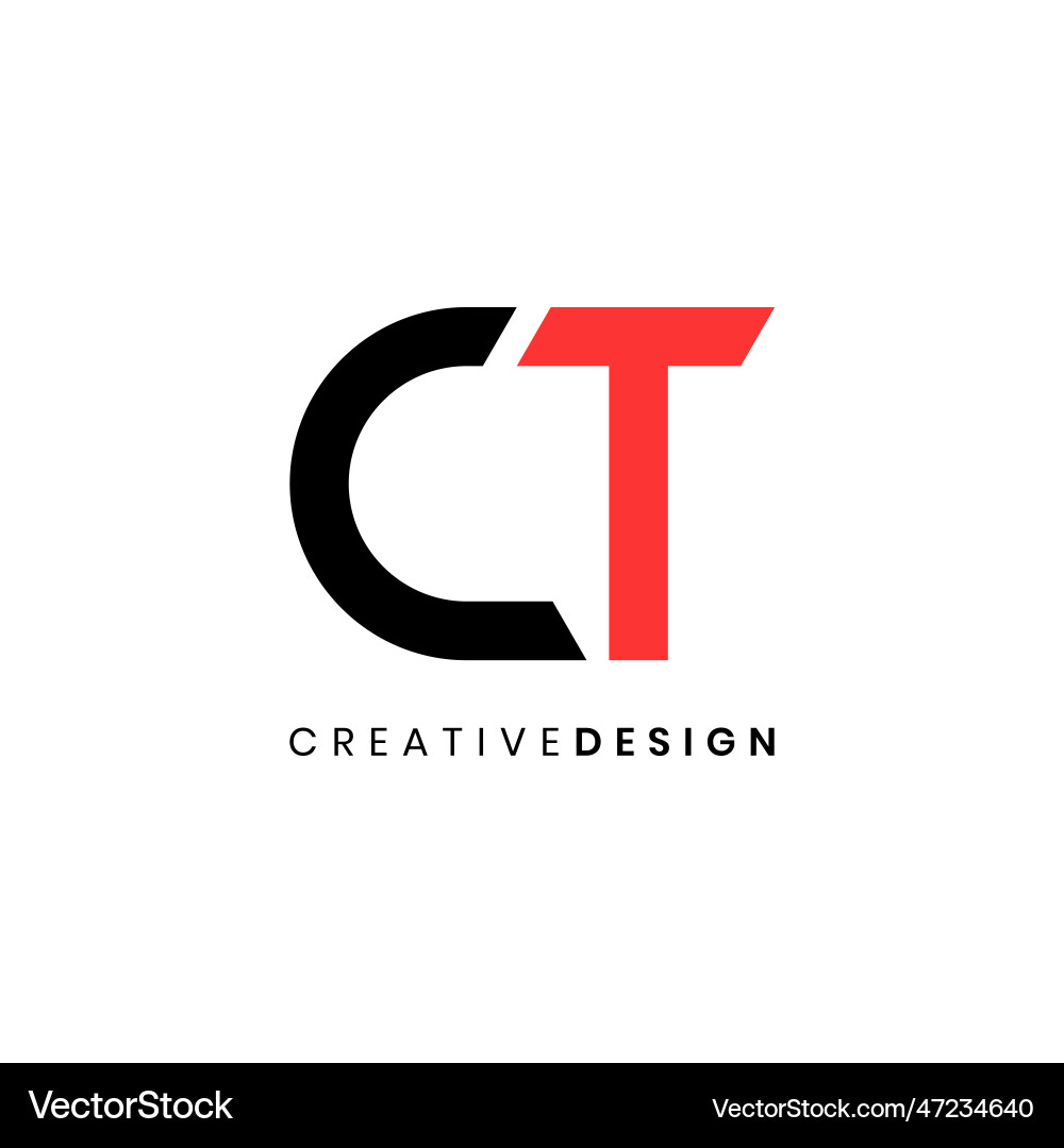 Modern minimalist letter ct logo design simple Vector Image